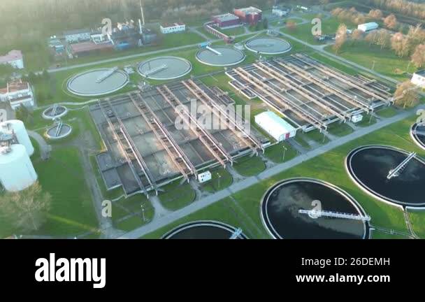 Large-scale wastewater recycling and filtration plant Stock Video ...
