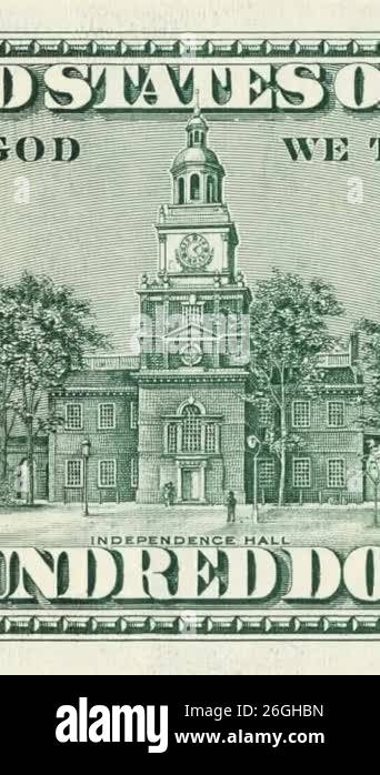 Iconic engraved illustration of Independence Hall in Philadelphia ...