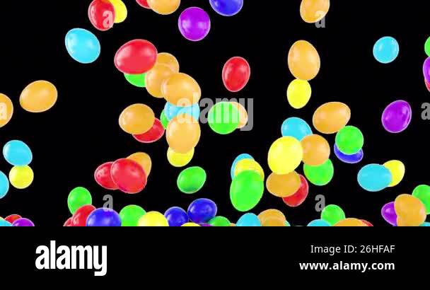 Colored Easter Eggs falling and fill the screen. 3D animation on ...