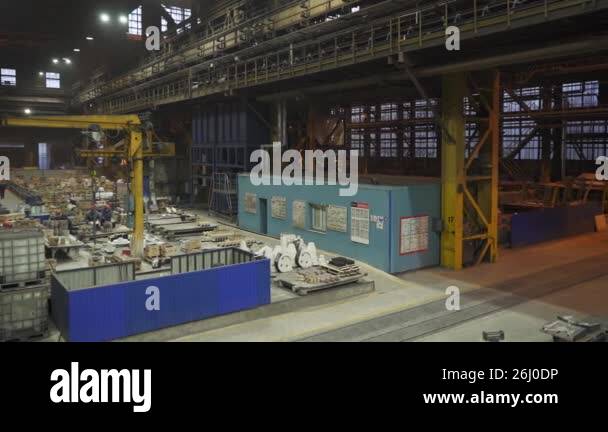 A vast, expansive view of an impressive industrial factory featuring ...