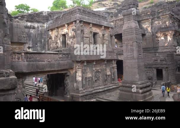 Detail carving of Kailasa Temple, Ellora caves, It is one of the ...