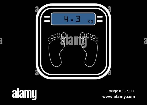 Weight Scales animated on black background, alpha background isolated ...