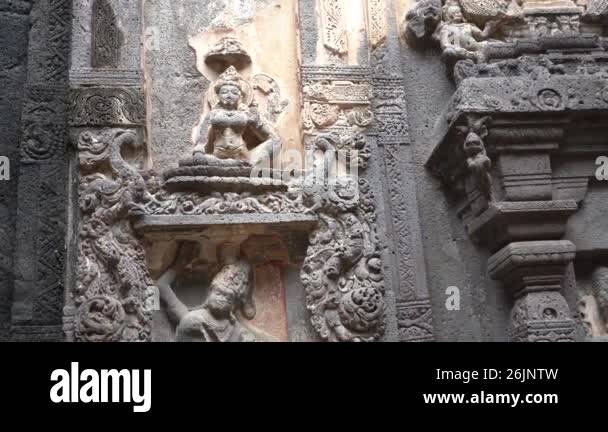 Detail carving of Kailasa Temple, Ellora caves, It is one of the ...