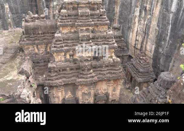 Detail carving of Kailasa Temple, Ellora caves, It is one of the ...
