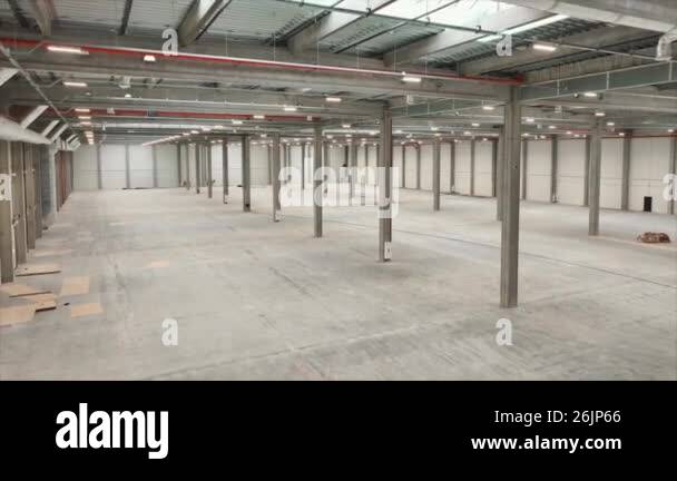 Inside of big industrial building. View from above of large, modern ...