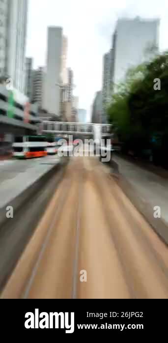 Time lapse Fast-speed tram through Hong Kong's economic center, China ...