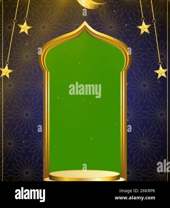 golden stage islamic media promotion green screen background Stock ...