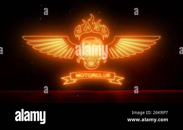 motorclub logo with neon light effect green screen background Stock ...