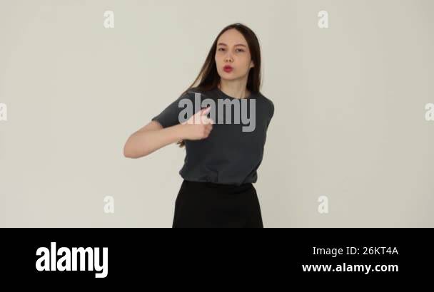 Woman expressing strong emotions in expressive speech during creative ...