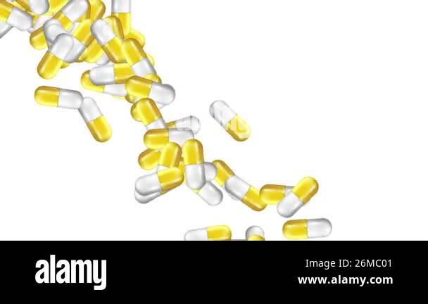 Capsules pouring against changing backgrounds Stock Video Footage - Alamy