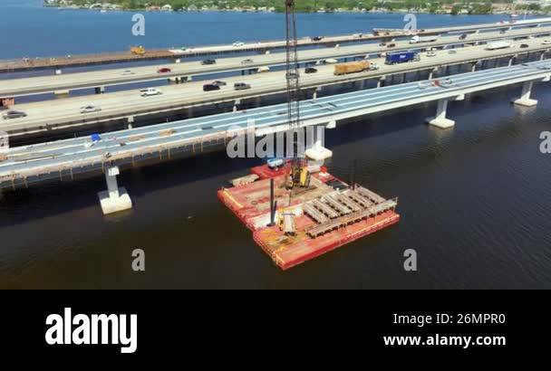 Construction roadworks of new highway bridge in Ellenton, Florida ...