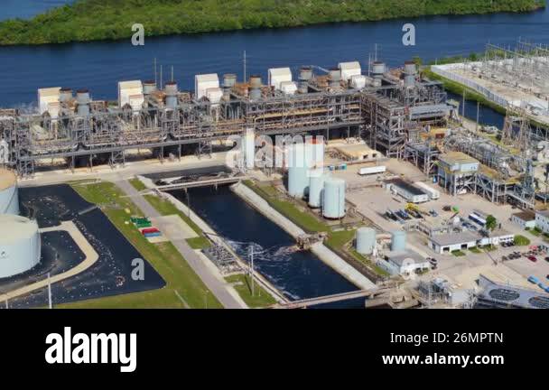 Large thermal power plant in Fort Myers, Florida. Natural gas and oil ...