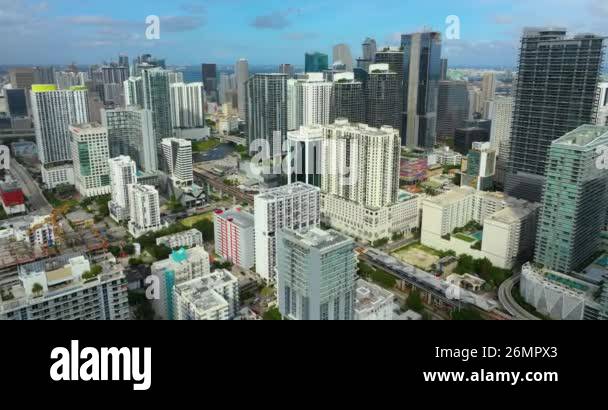 Miami Brickell in Florida, USA. View from above of concrete and glass ...