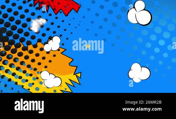 Cartoon background animation, comic book backdrop video. Retro vector ...