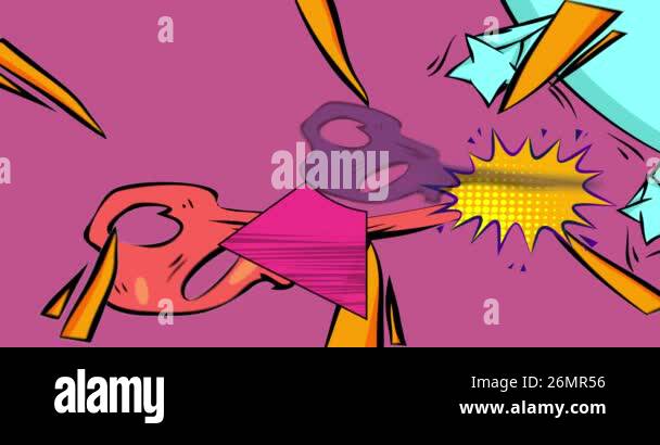 Cartoon background animation, comic book backdrop video. Retro vector ...