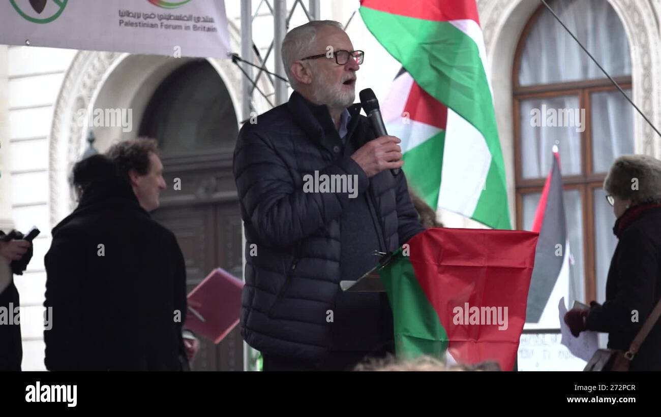 Former Labour leader Jeremy Corbyn gives speech during national march ...