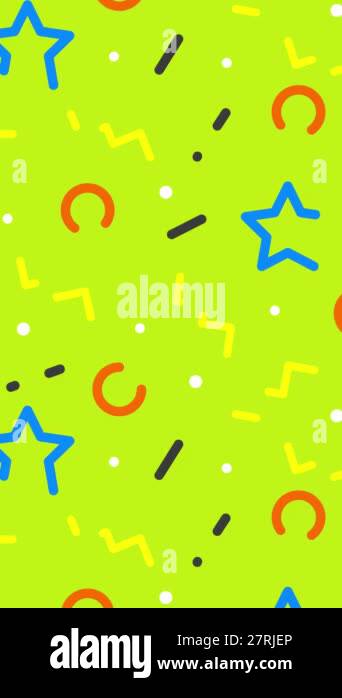 Abstract green color background with shapes. Orange yellow blue color ...