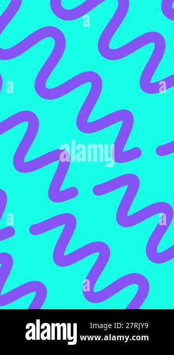 Minimal wavy abstract animated background. Purple curved lines on cyan ...