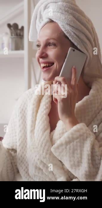 Vertical video. Woman rest. Friendly talk. Relaxed laughing young girl ...