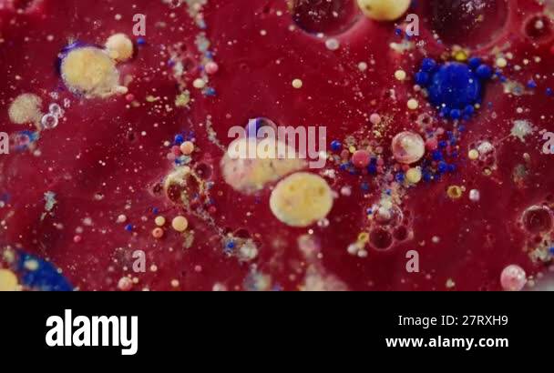 Paint flowing. Colored layered emulsion. Contrast mixing stream. Gel ...