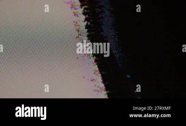 Broken screen. Matrix glitch. Flickering pixel defocused grid error. Rainbow digital noise ...