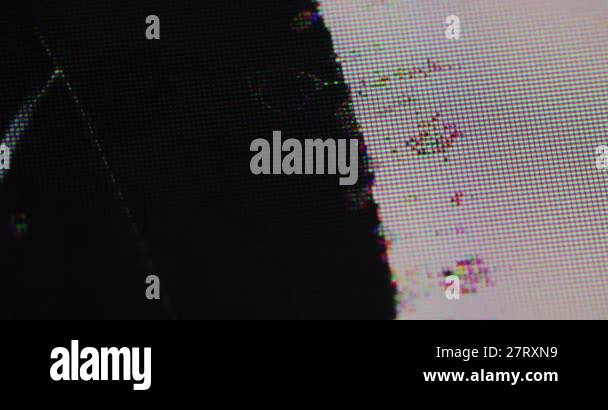 Broken screen. Analog static. Contrast color deformation of LCD screen ...