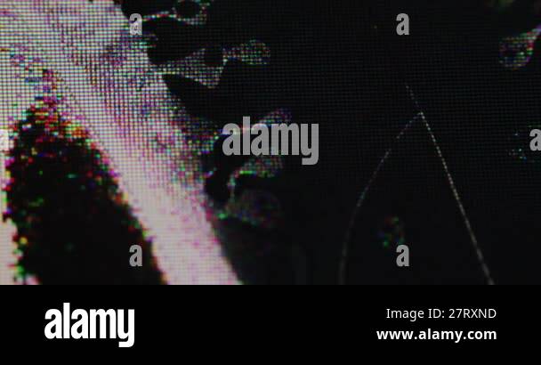 Grunge matrix. Broken screen. Wavy spreading black liquid on damaged ...