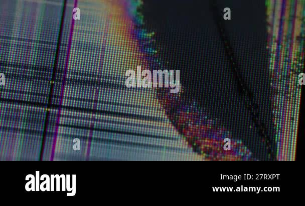 Analog static. Monitor overlay. Distorted digital channel signal of ...