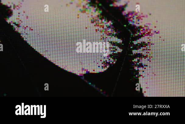 Broken screen. VHS noise. Grunge crack grainy pixel surface of phone ...