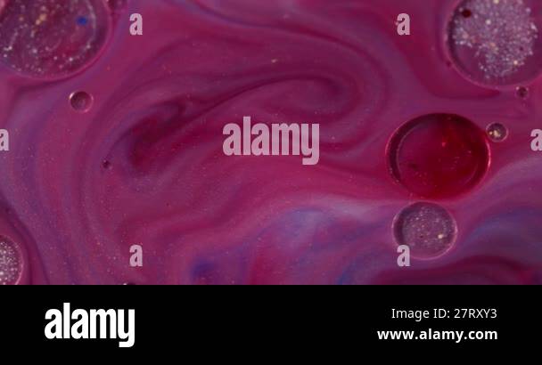 Ink flow. Paint stream figure. Pink shade tone displacement. Oil drop ...