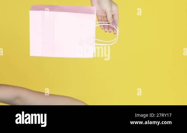 Vertical video. Disappointing gift. Gesture refusal. Woman rejecting ...