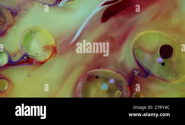 Paint stream drop. Color flow layer. Process mixing component different ...