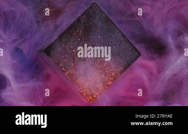 Cosmic smoke. Glitter water. Pink purple paint mist magic nebula gas ...