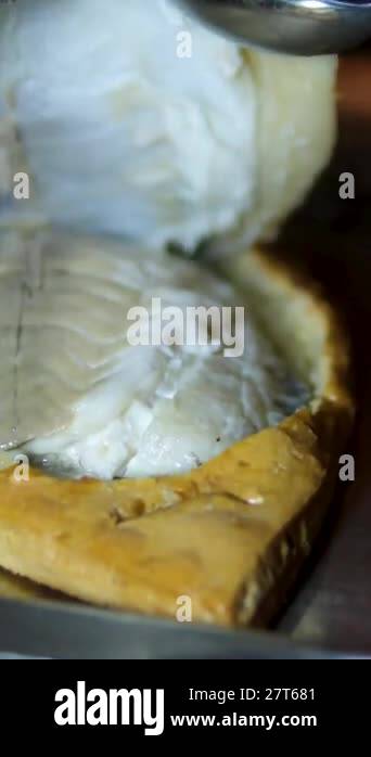 Zander Fish Baked in Dough with Caviar and Cream Sauce. Restaurant food ...