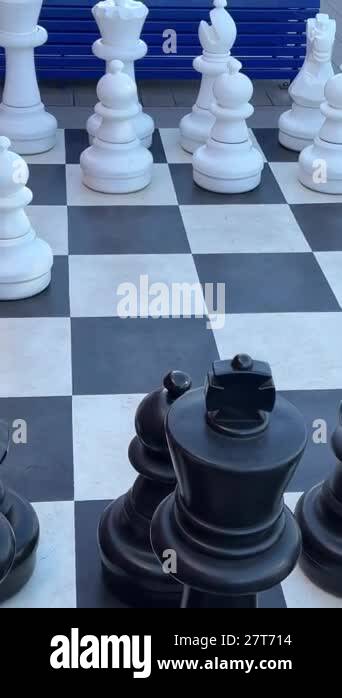 Creative chess board with big pieces on the floor of the learning ...