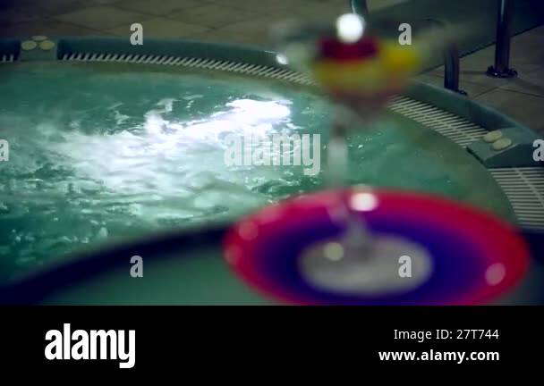 Sweet Cream in an Elegant Glass Dish in a SPA on a Jacuzzi Background ...