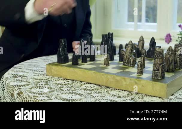 Ancient Chess Game. Elite Medieval Pieces. Man and Woman in Historical ...