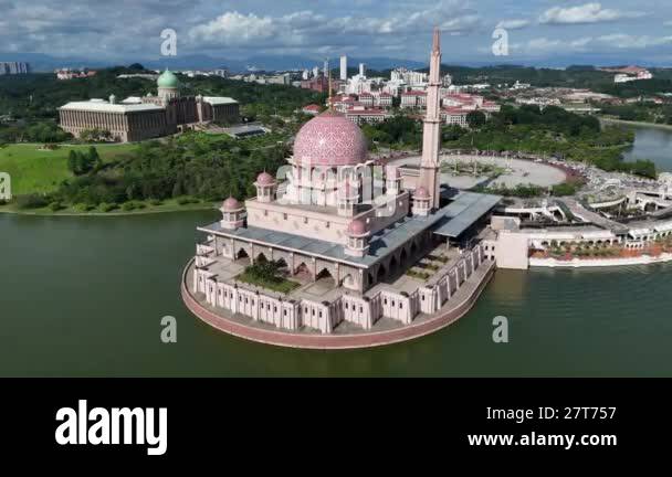 Drone view of Putra Mosque and Putra Square in Putrajaya, Malaysia ...