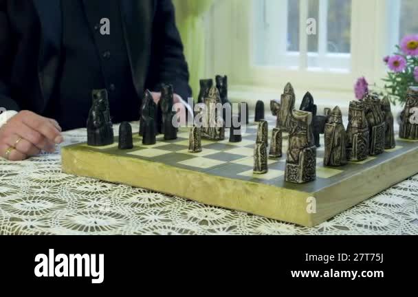 Ancient Chess Game. Elite Medieval Pieces. Man and Woman in Historical ...