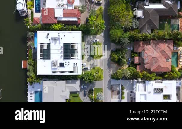 This aerial view highlights a vibrant Miami Beach neighborhood with ...