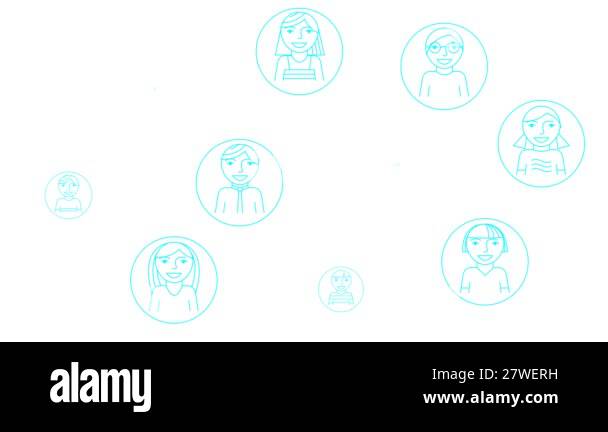 Animated blue linear symbol of people connect among themselves. Concept ...