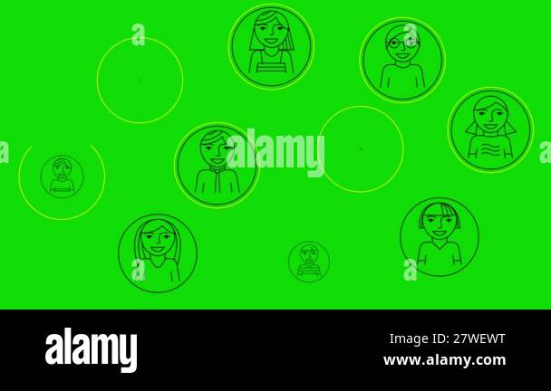 Animated yellow and black linear symbol of people connect among ...