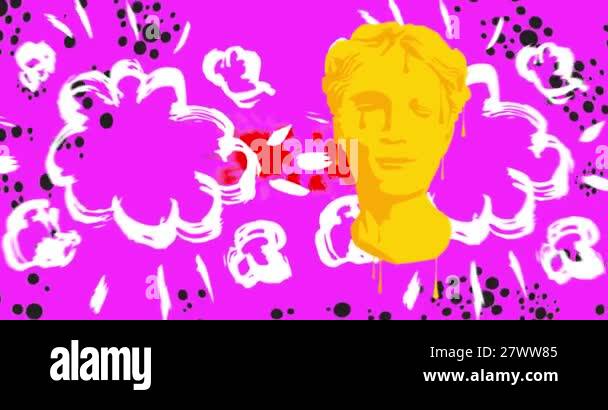 Head Statue Graffiti tag animation. Abstract modern street art video ...