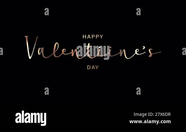Loop Happy Valentine day golden text shine light motion animation element effecton black ...