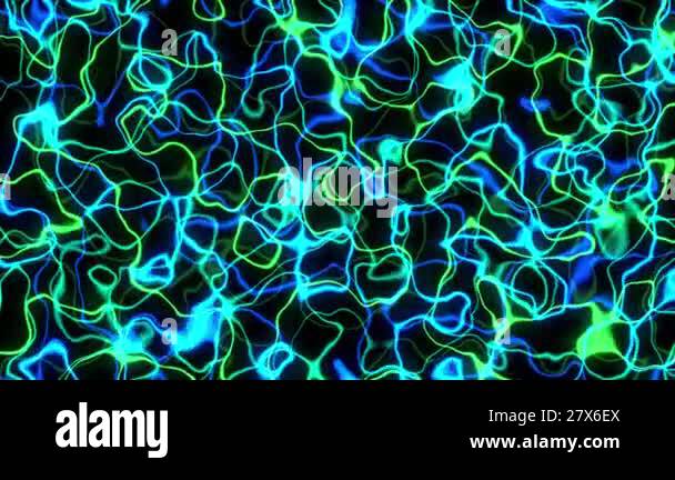 Abstract Animation VJ loop blue green acidic fluid wave fashion on black abstract background ...