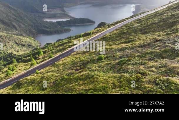 Lagoa do Fogo crater lake in the Agua de Pau volcano , in the centre of ...