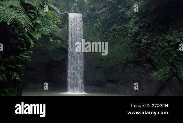 Waterfall with fall water in Bali. Scenic nature and beautiful ...