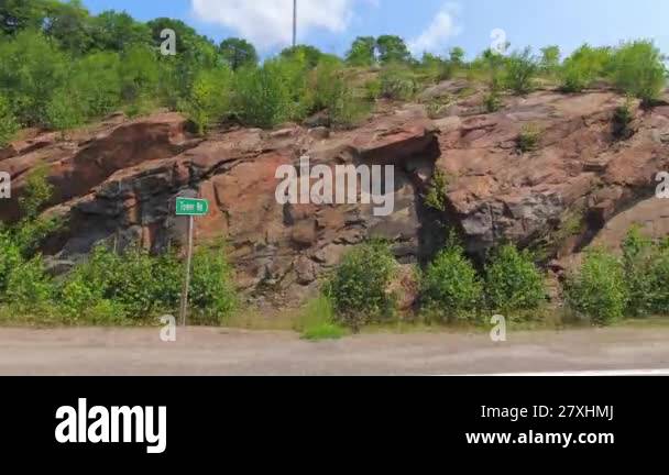 Point of view, right side car view. Passenger window side driving view ...