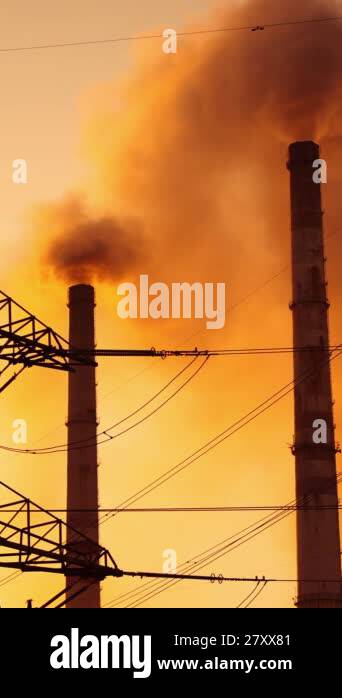 Dangerous pollution of the environment. Smoke stacks from industry ...