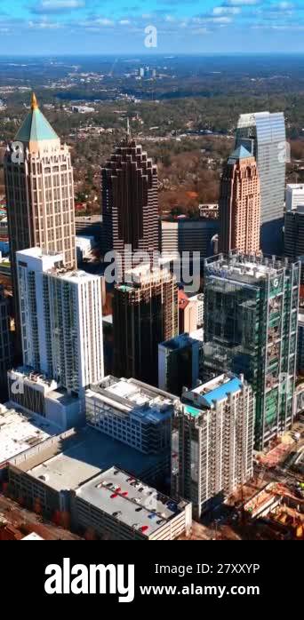 Beautiful skyscrapers in the city downtown. Aerial view on the high ...